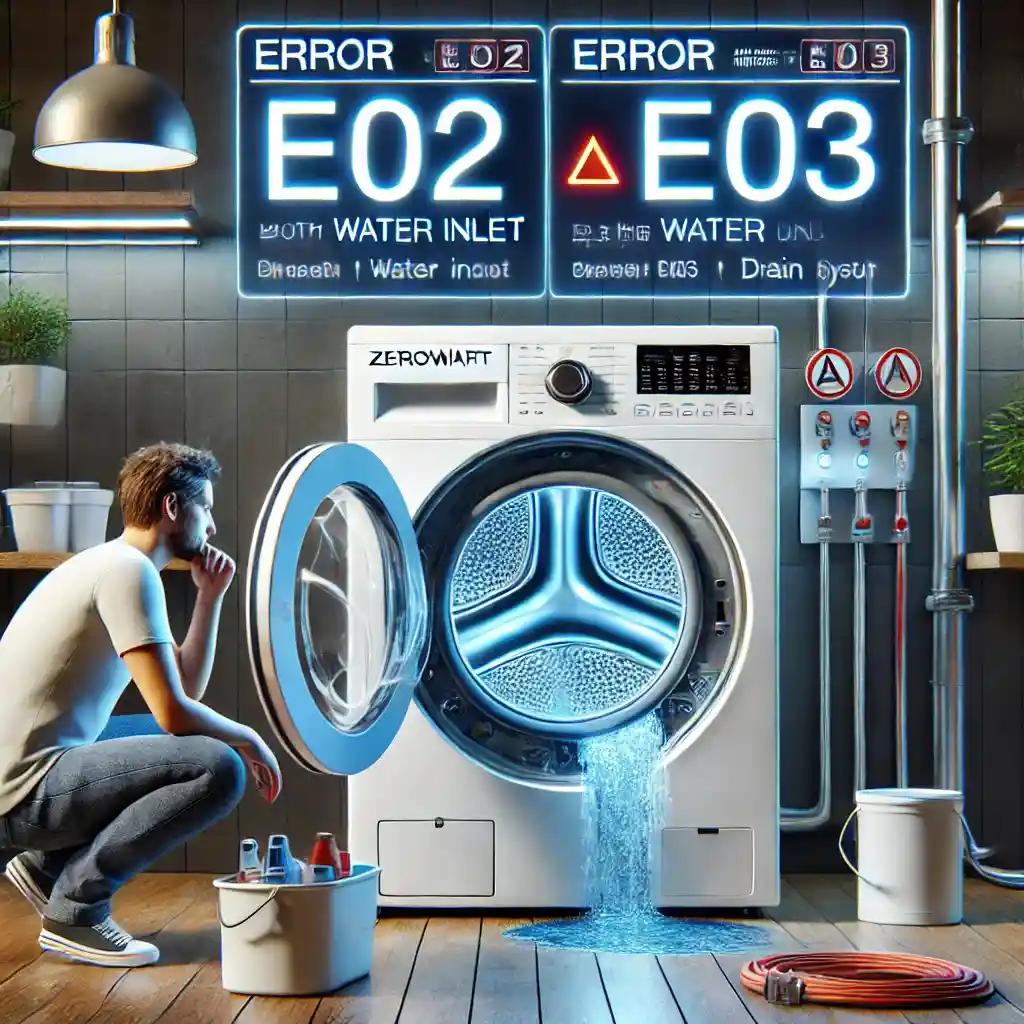 0 تا 100 رفع ارورهای E02 و E03 در لباسشویی زیرووات؟نکات مهم